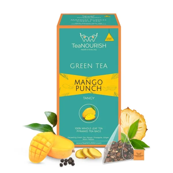 TeaNOURISH Mango Punch Green Tea | 20 Count Pyramid Tea Bags ...
