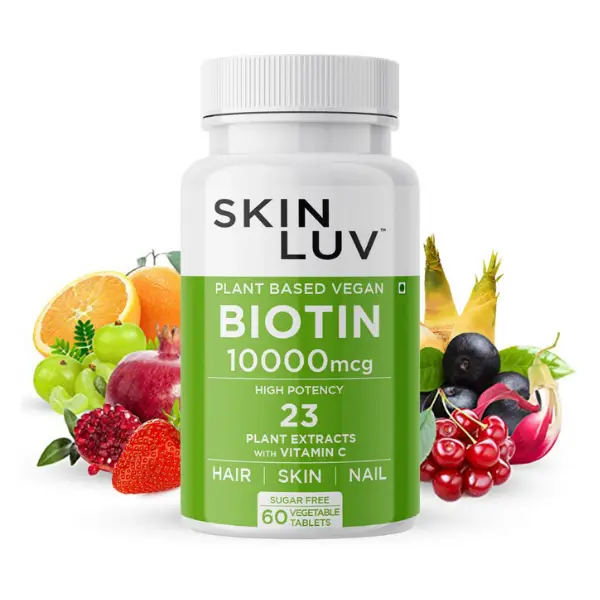 Skinluv Plant Based Vegan Biotin 10000mcg Sugar Free Vegetable Tablet