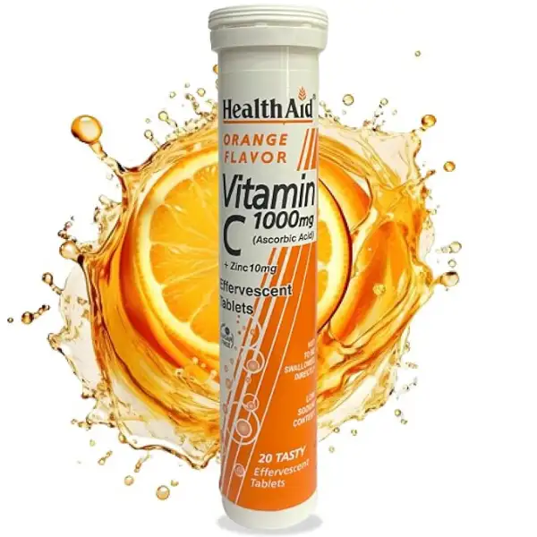 HealthAid Vitamin C 1000mg (Orange Flavour), 20 Effervescent Tablets