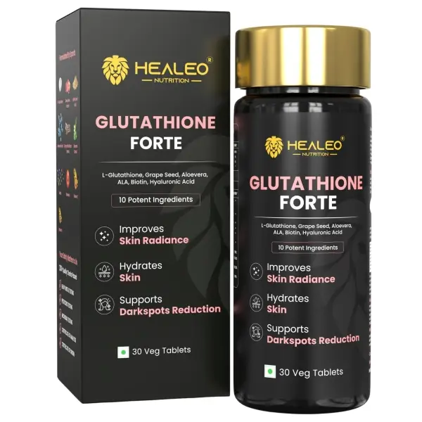 Healeo Glutathione Forte 1200mg with 99% Pure Glutathione, Hyaluronic ...