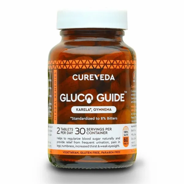 Cureveda Herbal Gluco Guide Tablet for Endocrine Health & Diabetes ...