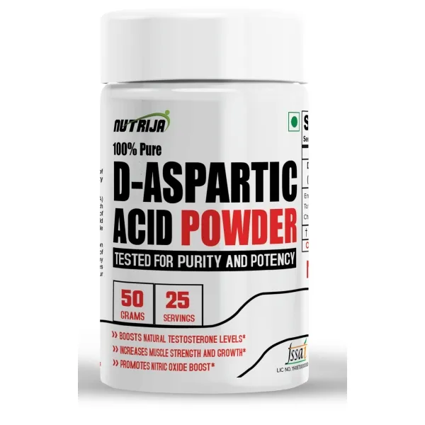 NutriJa D-Aspartic Acid (DAA) 100% Pure Powder - 50 Grams