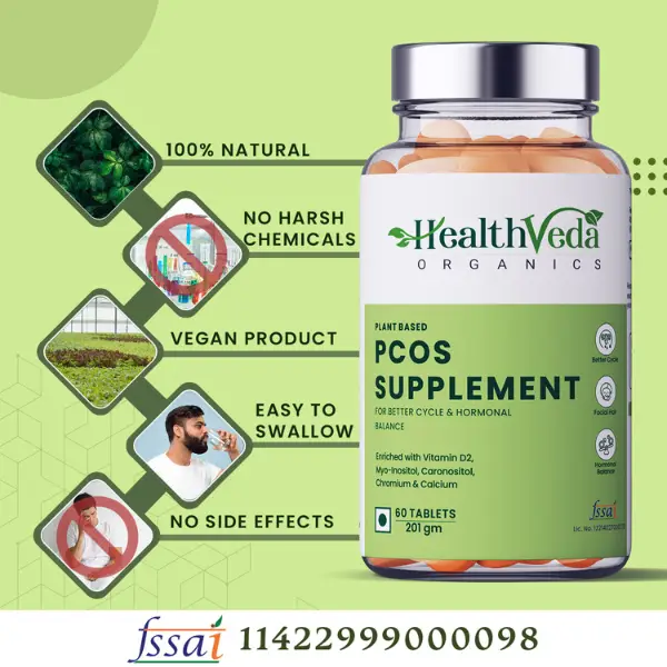 Health Veda Organics Plant Based PCOS Multivitamin Supplement for ...